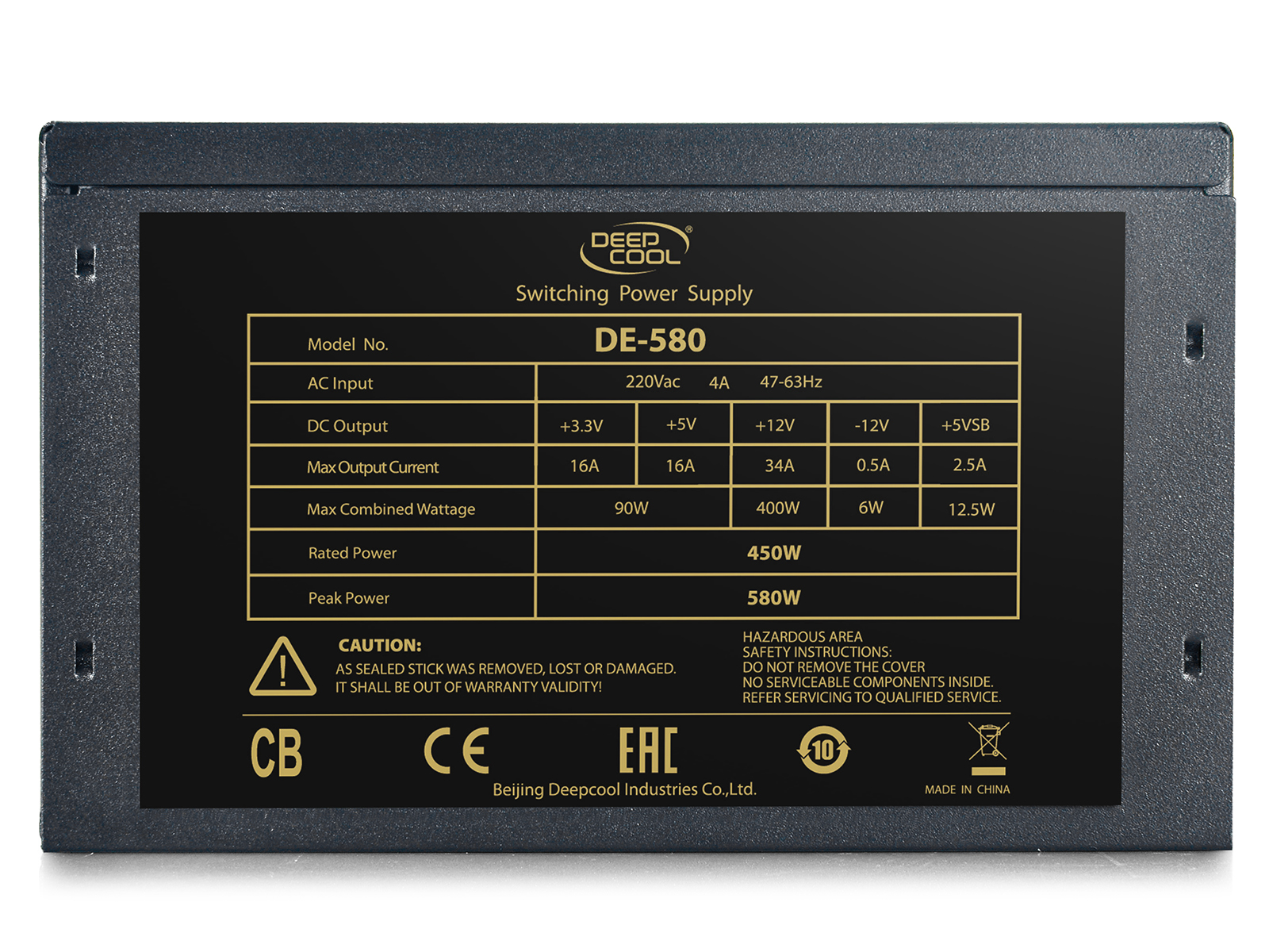 DE580(P/N:DP-DE580-BK) DEEPCOOL- Power Supply Units